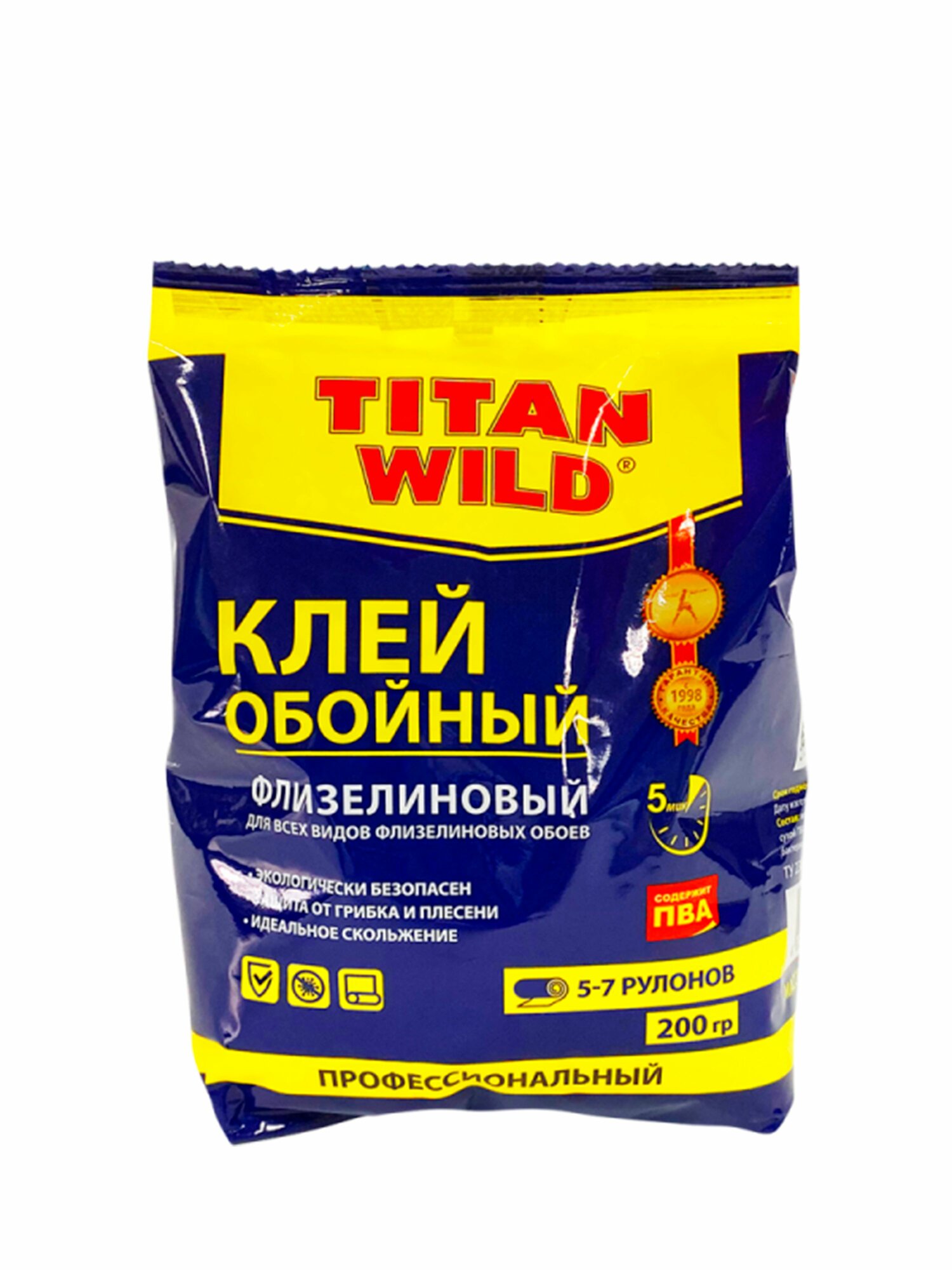 Клей TITAN Wild, флизелиновый, для обоев, антигрибковый, 200 г