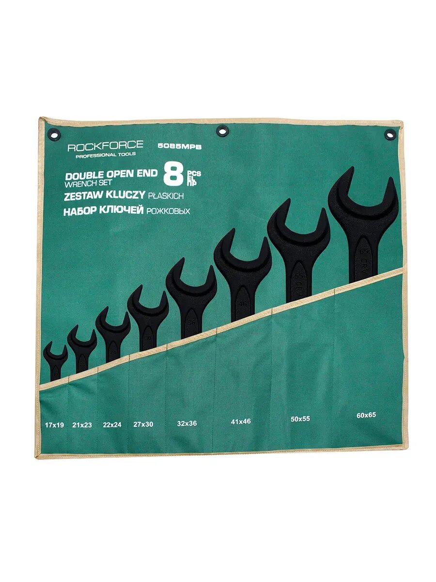 Набор гаечных ключей рожковых, 8 предметов на полотне