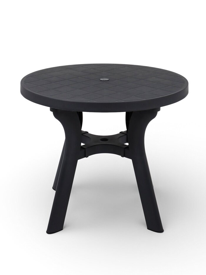 Садовый стол «Атлант», 80×80×76.5 см, круглый, пластиковый, цвет графитовый