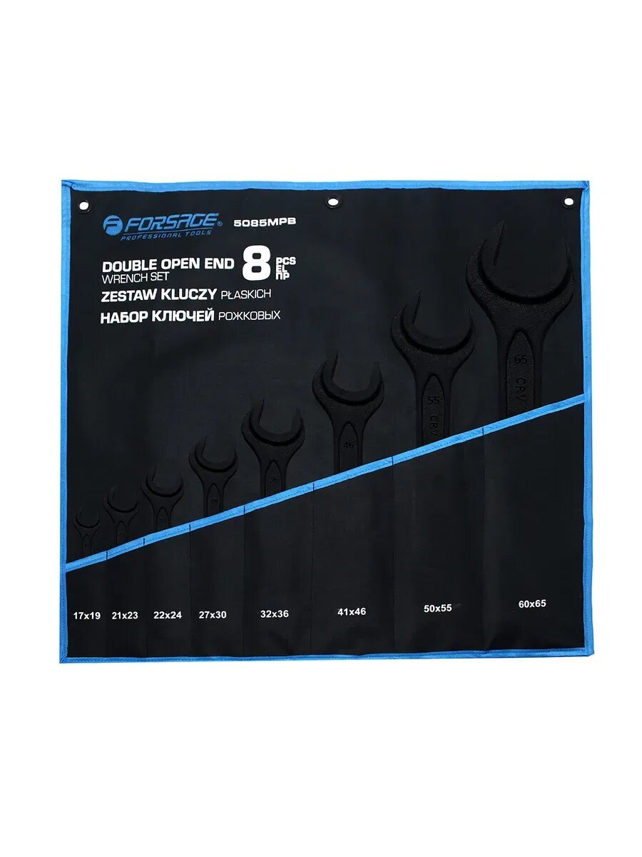 Набор гаечных ключей рожковых, 8 предметов на полотне
