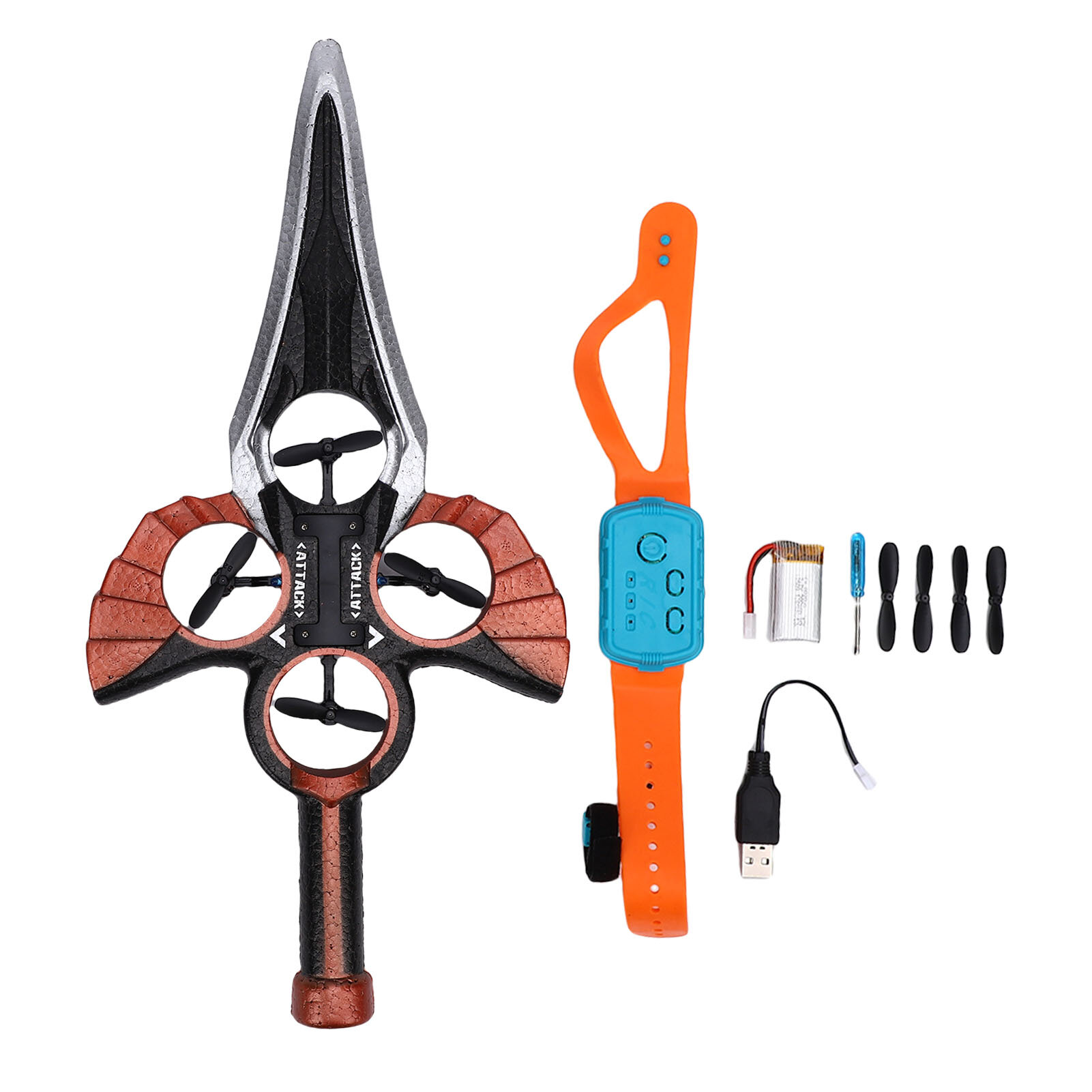 Летающий меч, радиоуправляемый самолет с управлением жестами и светодиодной подсветкой, для мальчиков и девочек, гибкий рулон, работает от одной батареи, античная бронза.