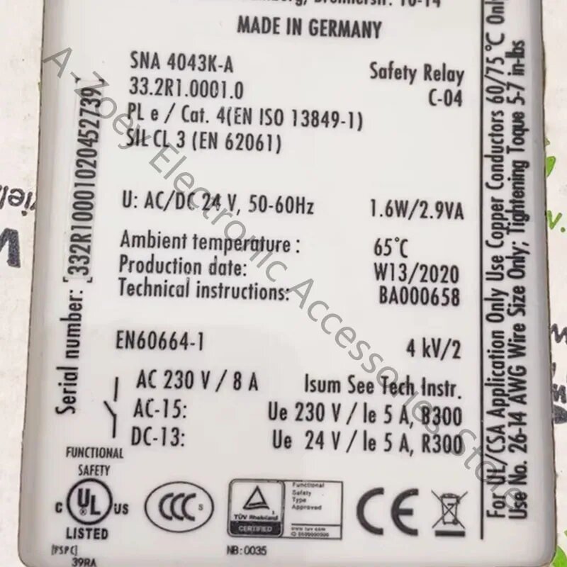Реле безопасности SNA 4043K-A 33.2R1.0001.0