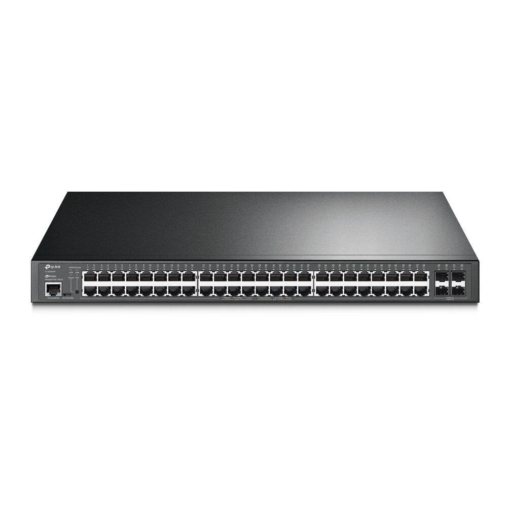 Коммутатор 48-port Gigabit PoE+ L2+ switch, 48 802.3af/at PoE+ ports, 4 Gb SFP slots, 1 RJ-45 + 1Micro-USB console ports, 348W PoE budget