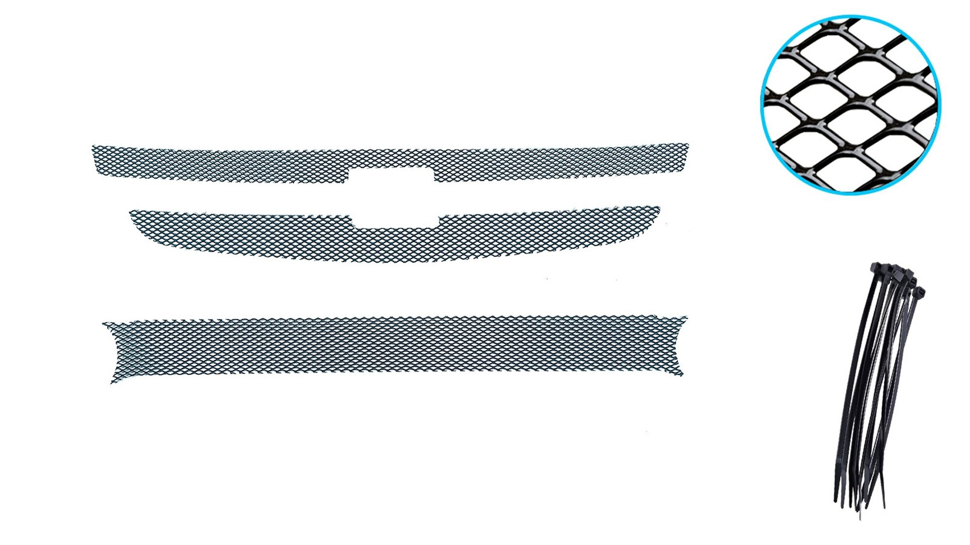 Защитная сетка радиатора для CHEVROLET NIVA 2009-2020 (I рестайлинг), 3шт, GLC/GLS