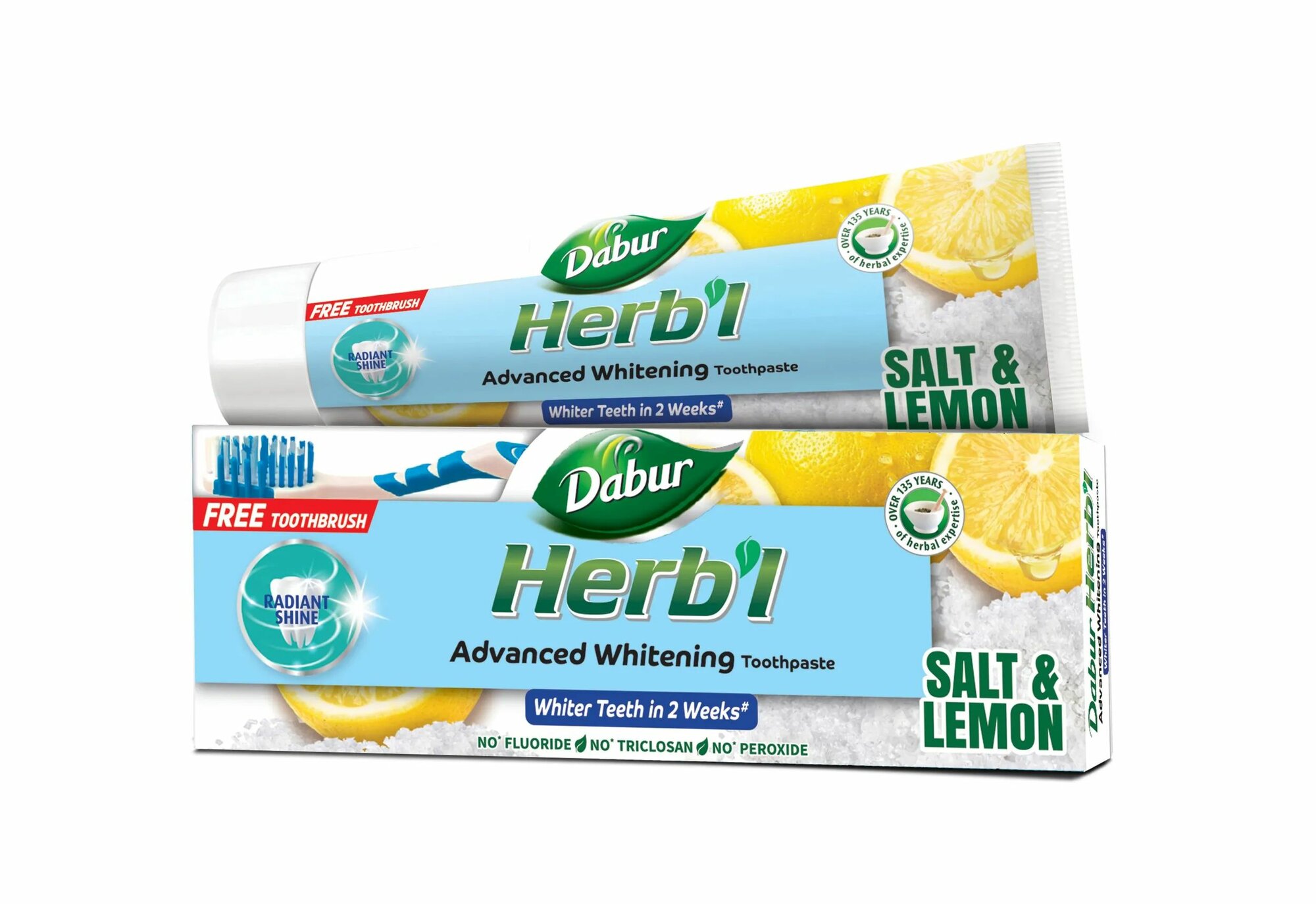 Dabur Herb'l Salt & Lemon Зубная паста Соль и Лимон, 150 гр. + Зубная щетка средней жесткости
