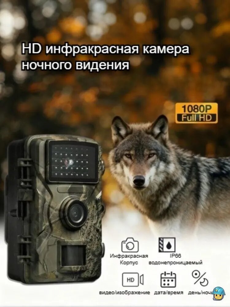 Фотоловушка для охоты и наблюдения, 1080P Full HD, ИК-подсветка, наружная установка — фото 1