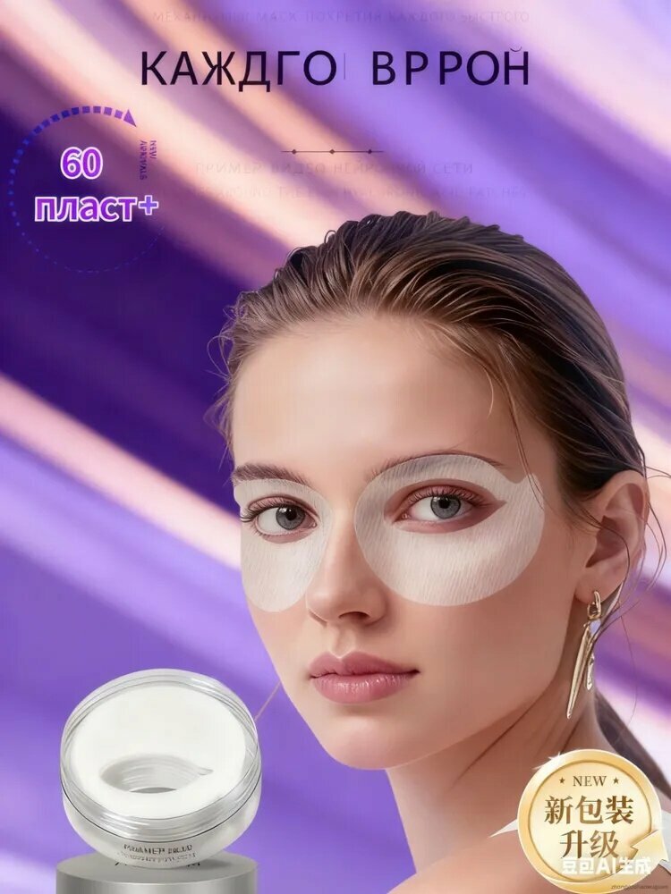 Эксклюзивные тканевые патчи для глаз Grace FACE 60 штук в банке с ретинолом и женьшенем против отеков верхнего и нижнего века