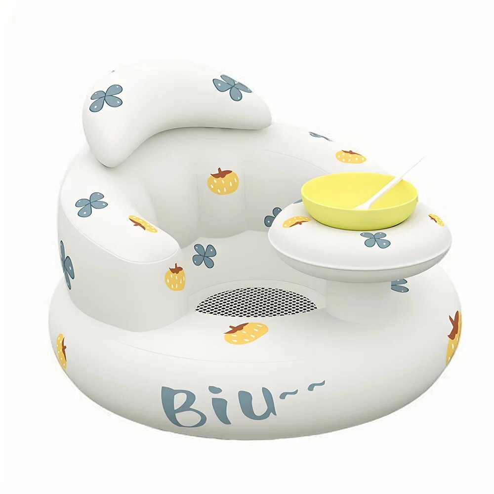 Надувное детское сиденье с мультяшным медведем для детей 3-12 месяцев, детское напольное сиденье для сидения, взорванное детское кресло со встроенным воздушным насосом