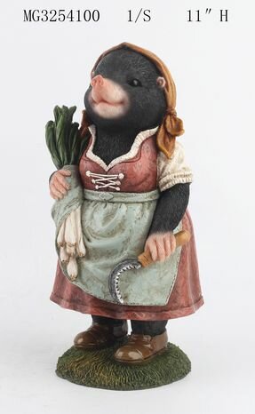 Фигурка MAGIC ART "Крот с салатом", садовая, полистоун, высота 28см