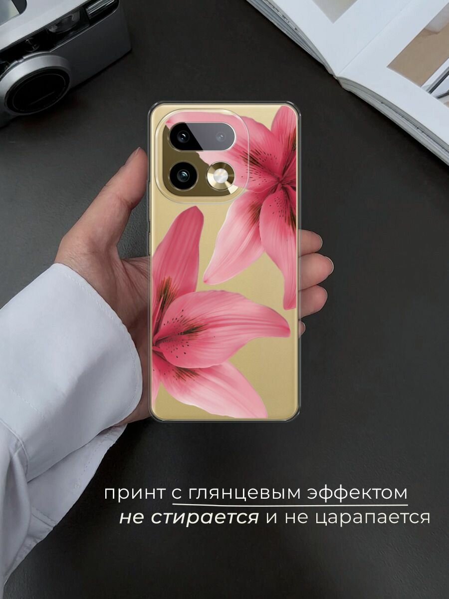 Силиконовый чехол на Realme 16 Pro+ / Реалме 16 Про+ с принтом Pink flower — фото 1