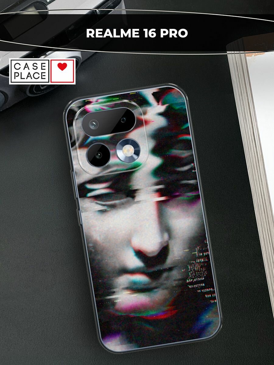 Силиконовый чехол на Realme 16 Pro / Реалме 16 Про с принтом Glitch Art