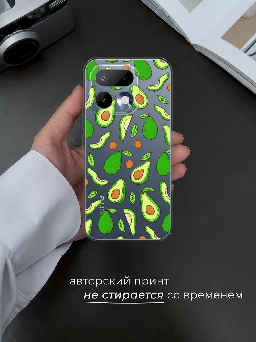Чехол на Realme 16 Pro / Реалме 16 Про с принтом Авокадные авокадо, прозрачный — фото 1