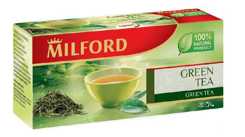 Чай MILFORD Зеленый байховый с Мятой (20 пакетиков) 35г