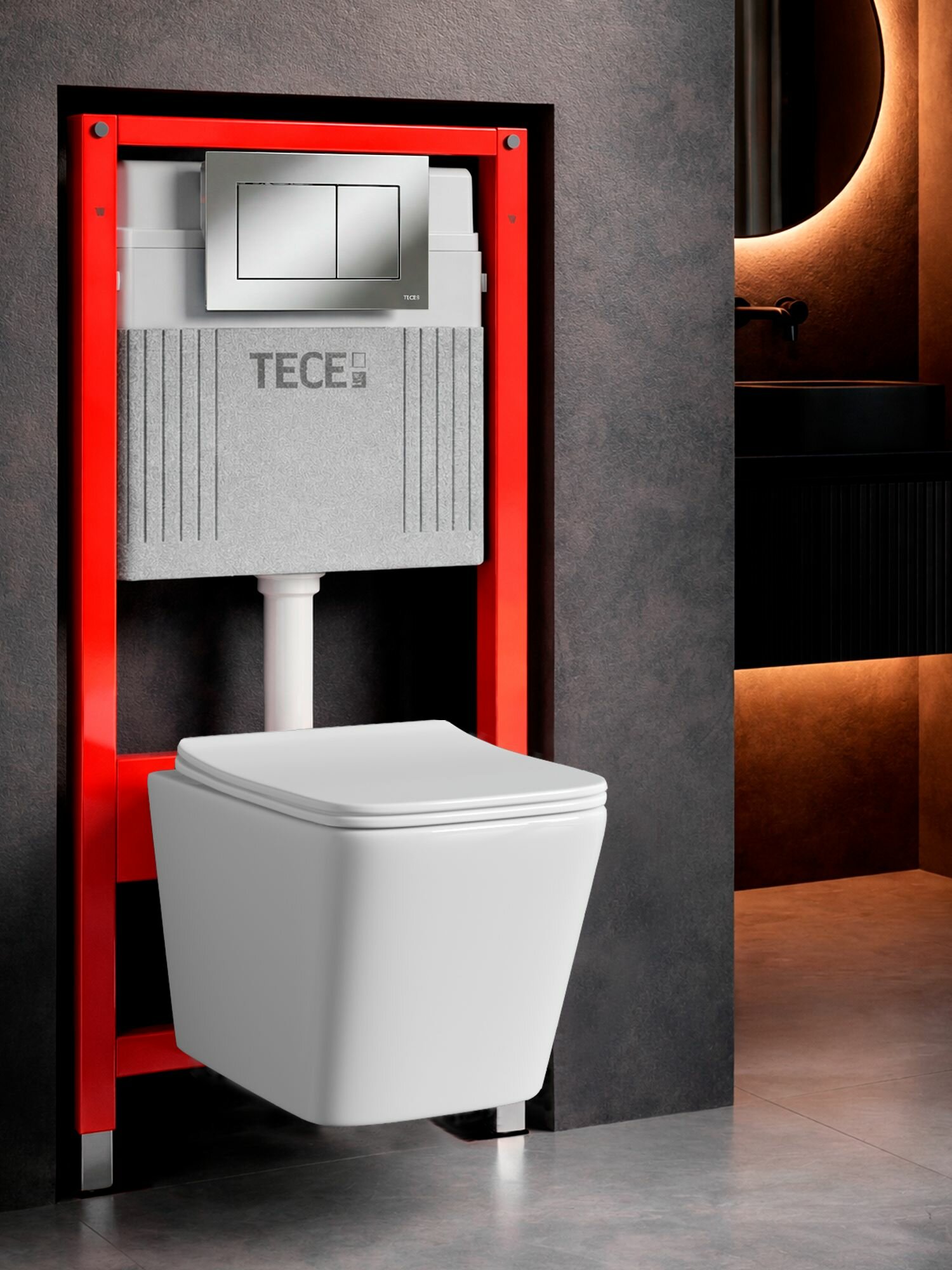 Инсталляция с унитазом комплект: унитаз подвесной Helmken 35120001, безободковый, сиденье с микролифтом из дюропласта, инсталляция TECE, шумоизоляция, кнопка смыва