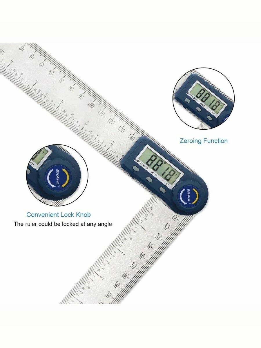 Мини-цифровой угломер POLSTEN с жк дисплеем и линейкой 300мм
