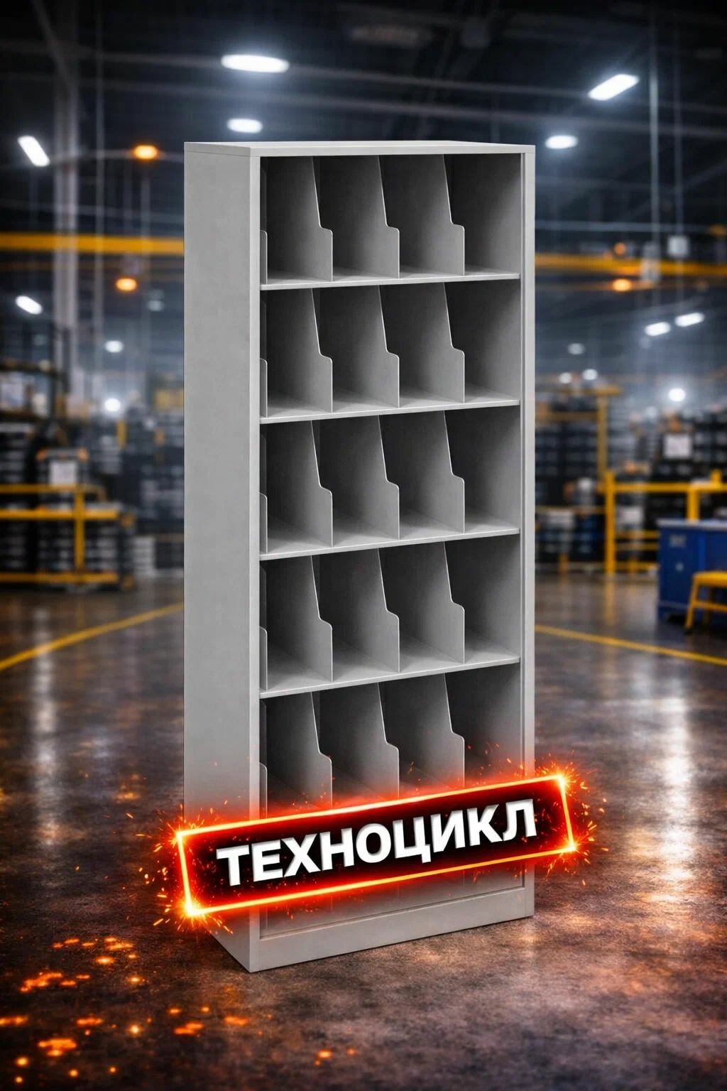 Металлический шкаф для 24 противогазов ХПГ-24-600, без двери 1800х600х400 мм техноцикл