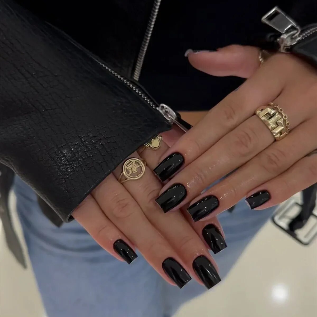 Черные акриловые накладные ногти PDJ2702-Fake nails 24 шт.