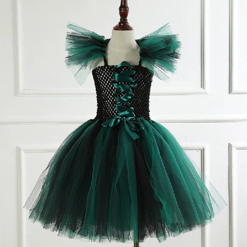 Костюм ведьмы XJYIYUANLC для девочек 2-12 лет 6-7Y, Изумрудный, Green