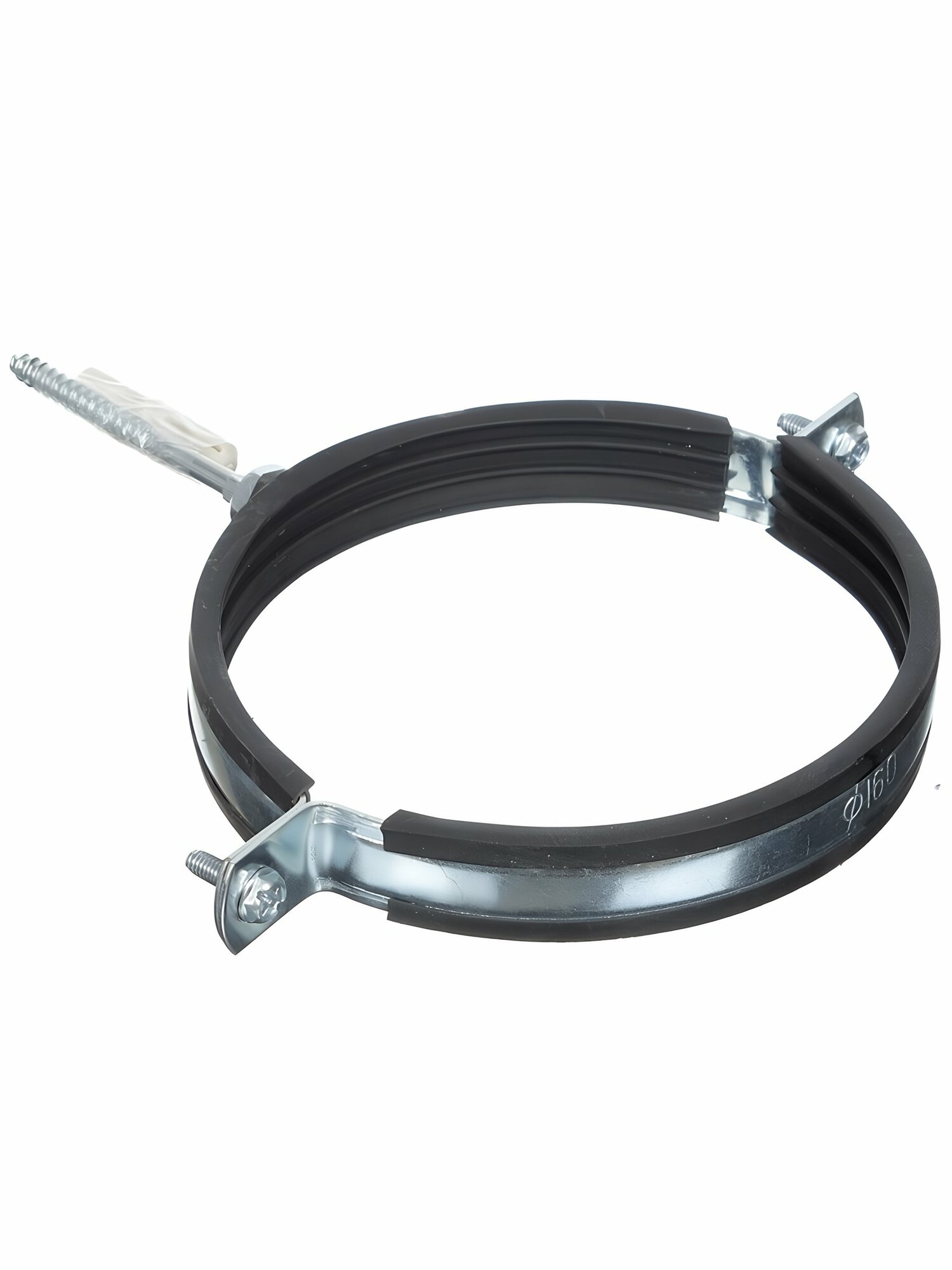 Хомут для крепления трубы, 5", 135-143 мм, сталь, со шпилькой и дюбелем, СантехКреп, 1.11.11