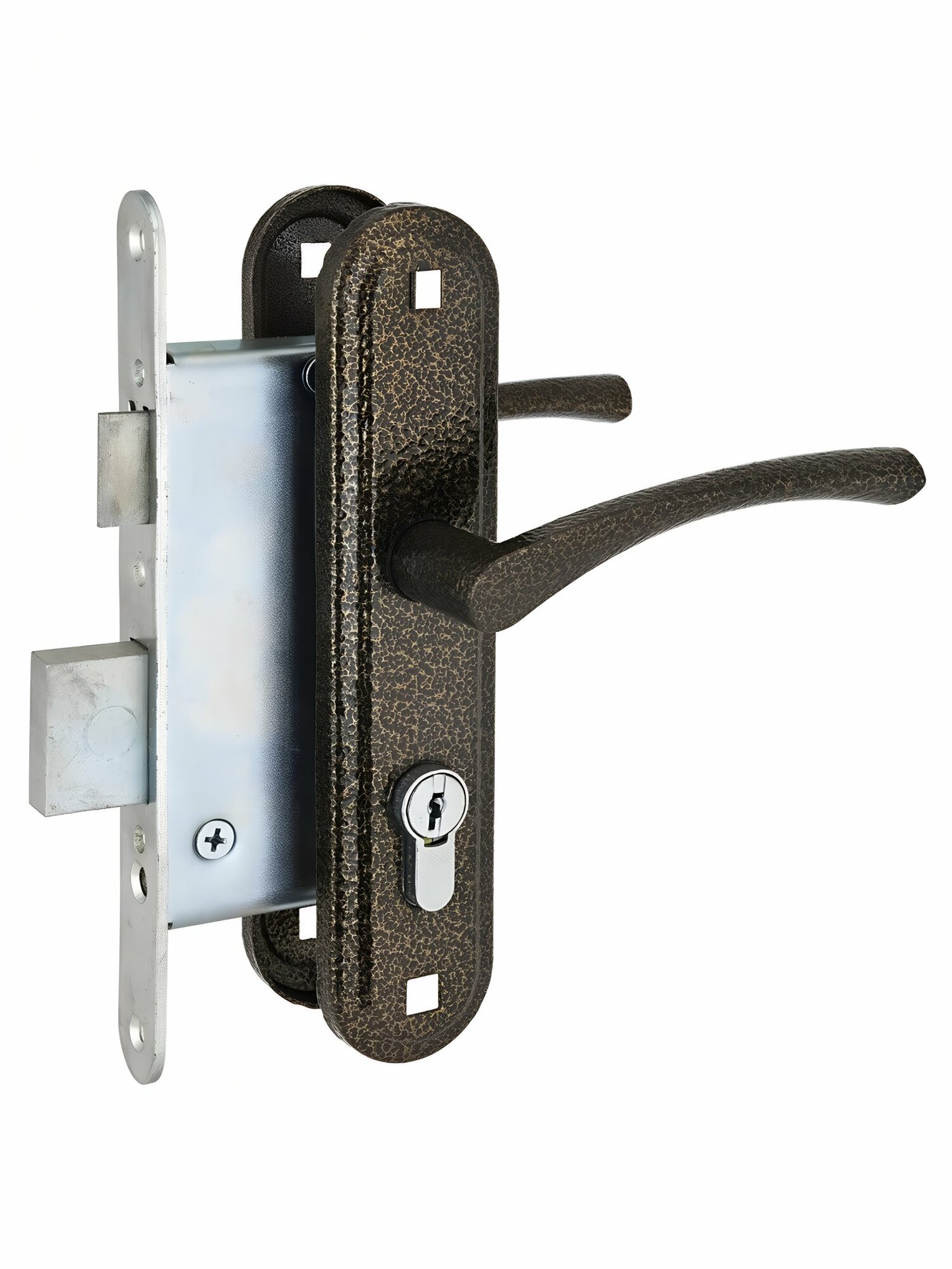 Замок врезной Стандарт, ЗВ4-3.07С, 7424, ручка в комплекте, старая бронза