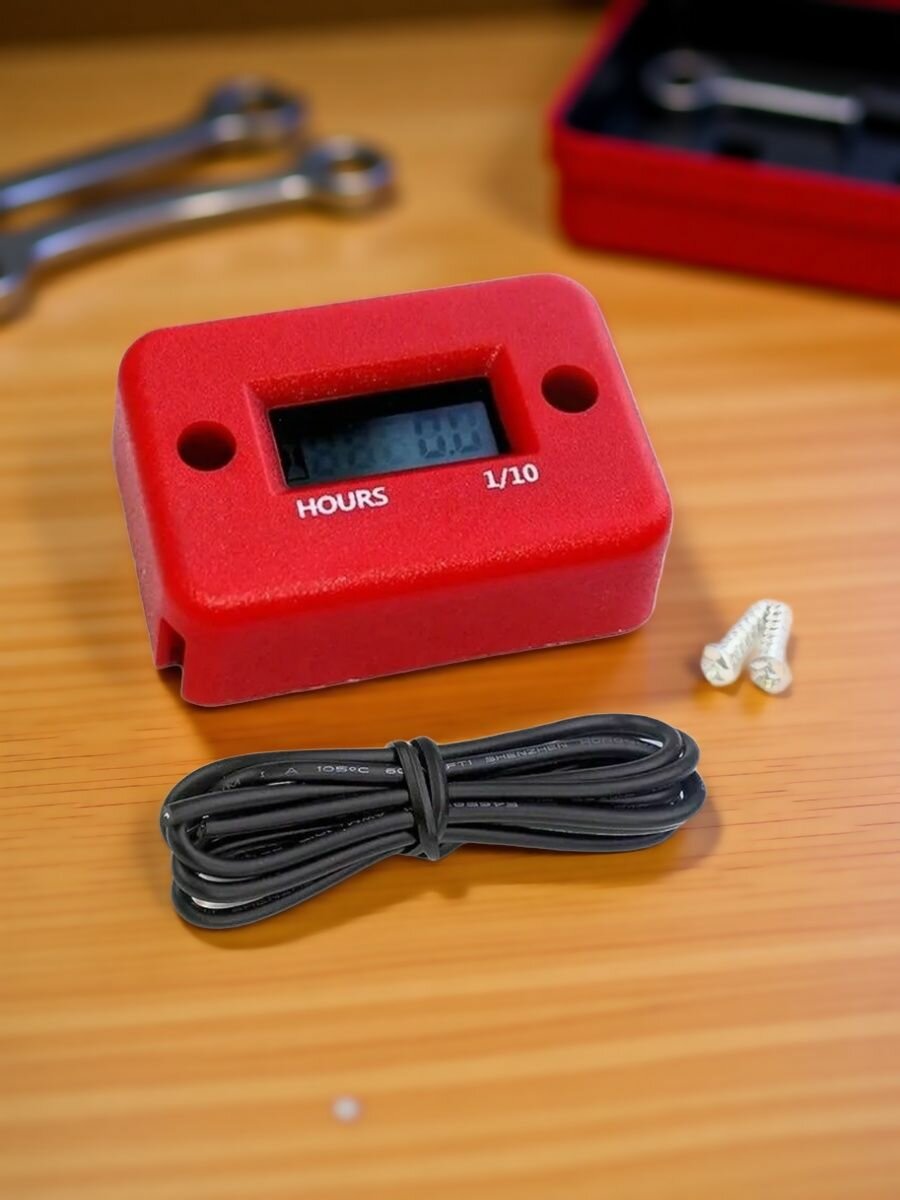 Счетчик моточасов цифровой LCD водонепроницаемый, индуктивный для бензинового двигателя 2T/4T и снегохода, 1 шт