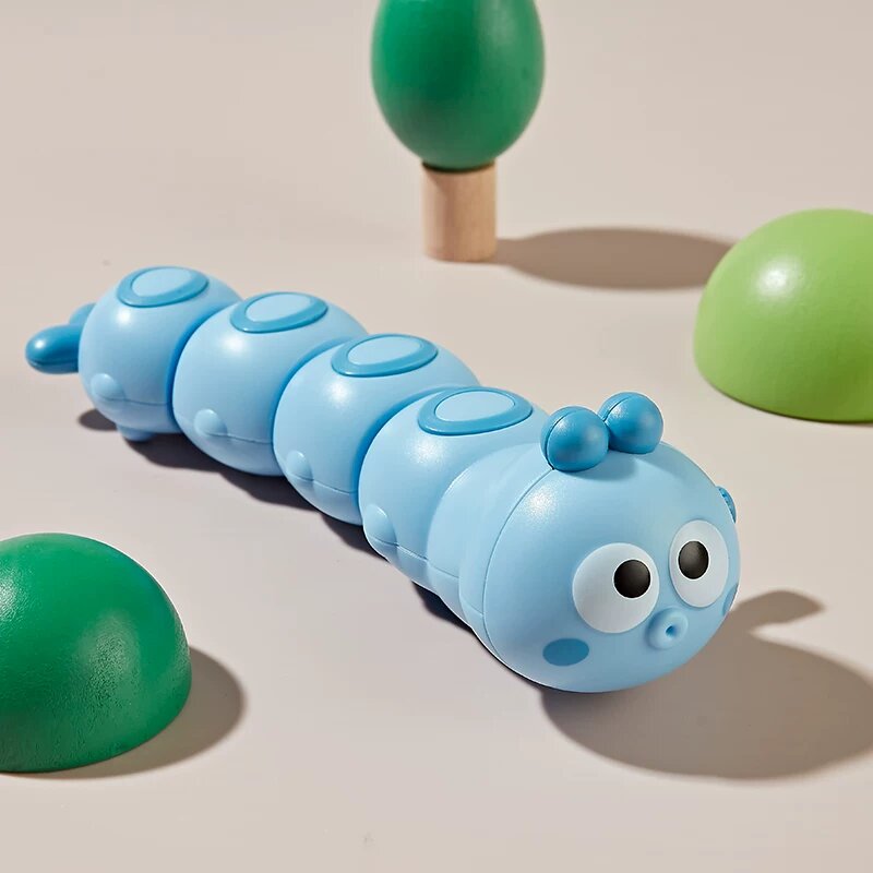 Пружинный обучающий игрушечный гусеница, синий, для детей 1-2 лет, забавный движущийся зверек, упаковка 1 шт