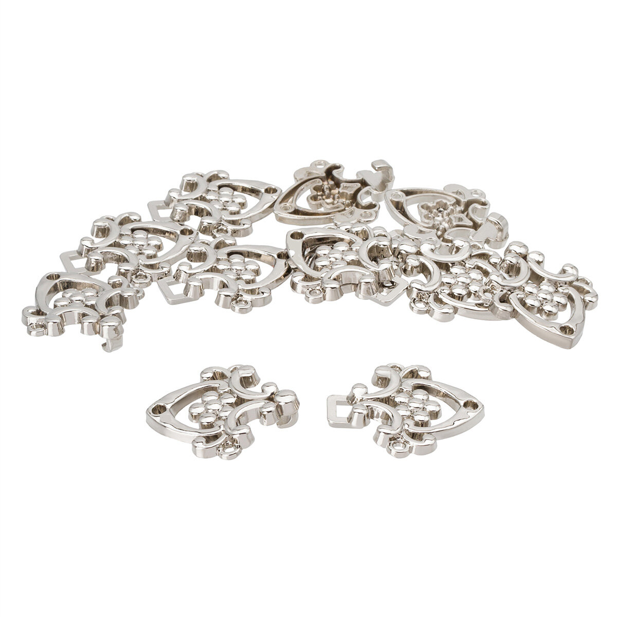 Крючки для одежды декоративные пришивные, 4,3 × 2,3 см, цвет никель, 6 штук