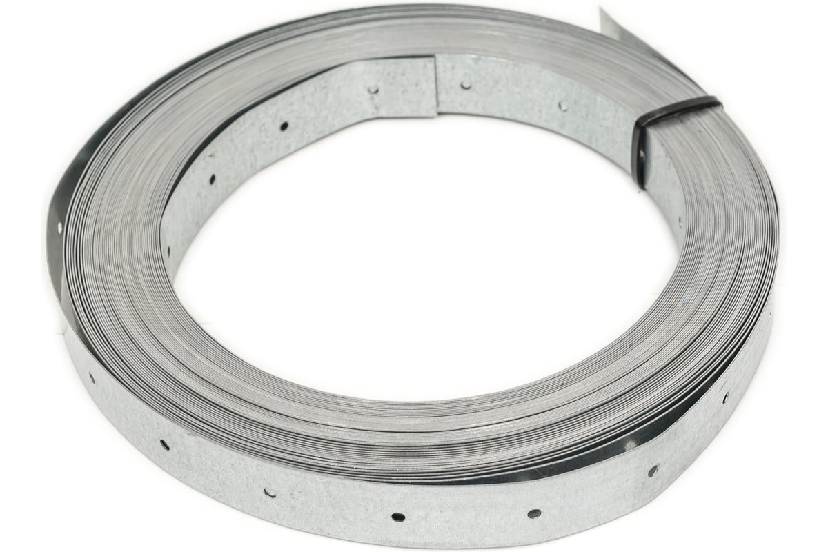 Лента полоса монтажная оцинкованная прямая, перфорированная тарная Rexant 20х0,55 мм, рулон 25 м {07-7123-4}