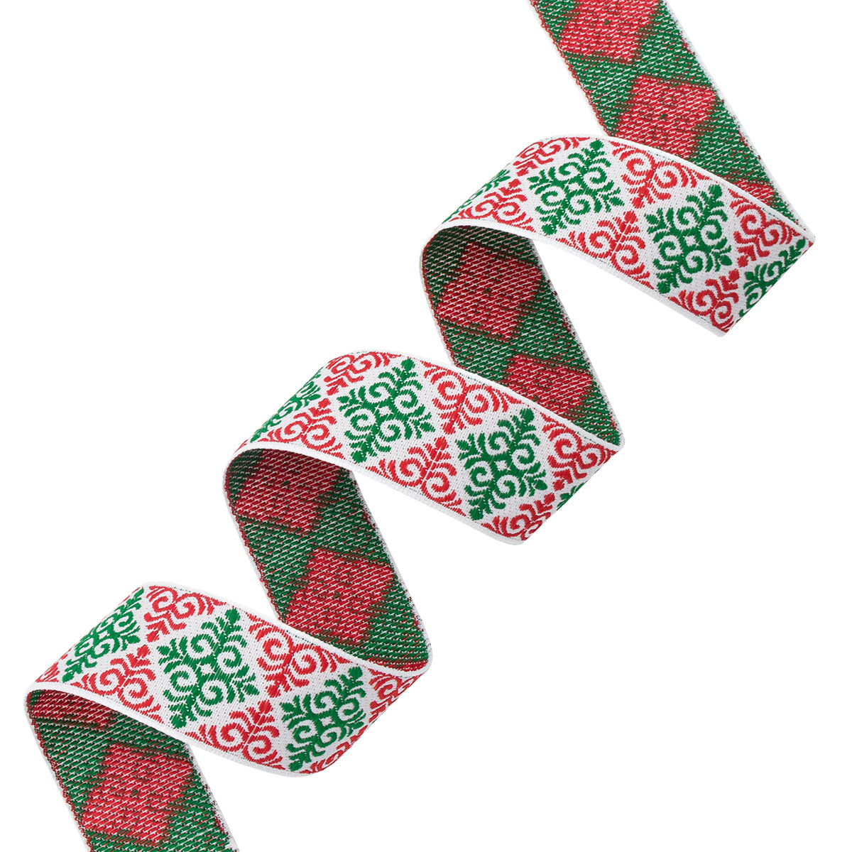 С3774Г17 Лента 'Славянский орнамент Оберег' рис. 9788, 32мм*25м (белый/красный/зеленый), 25 м