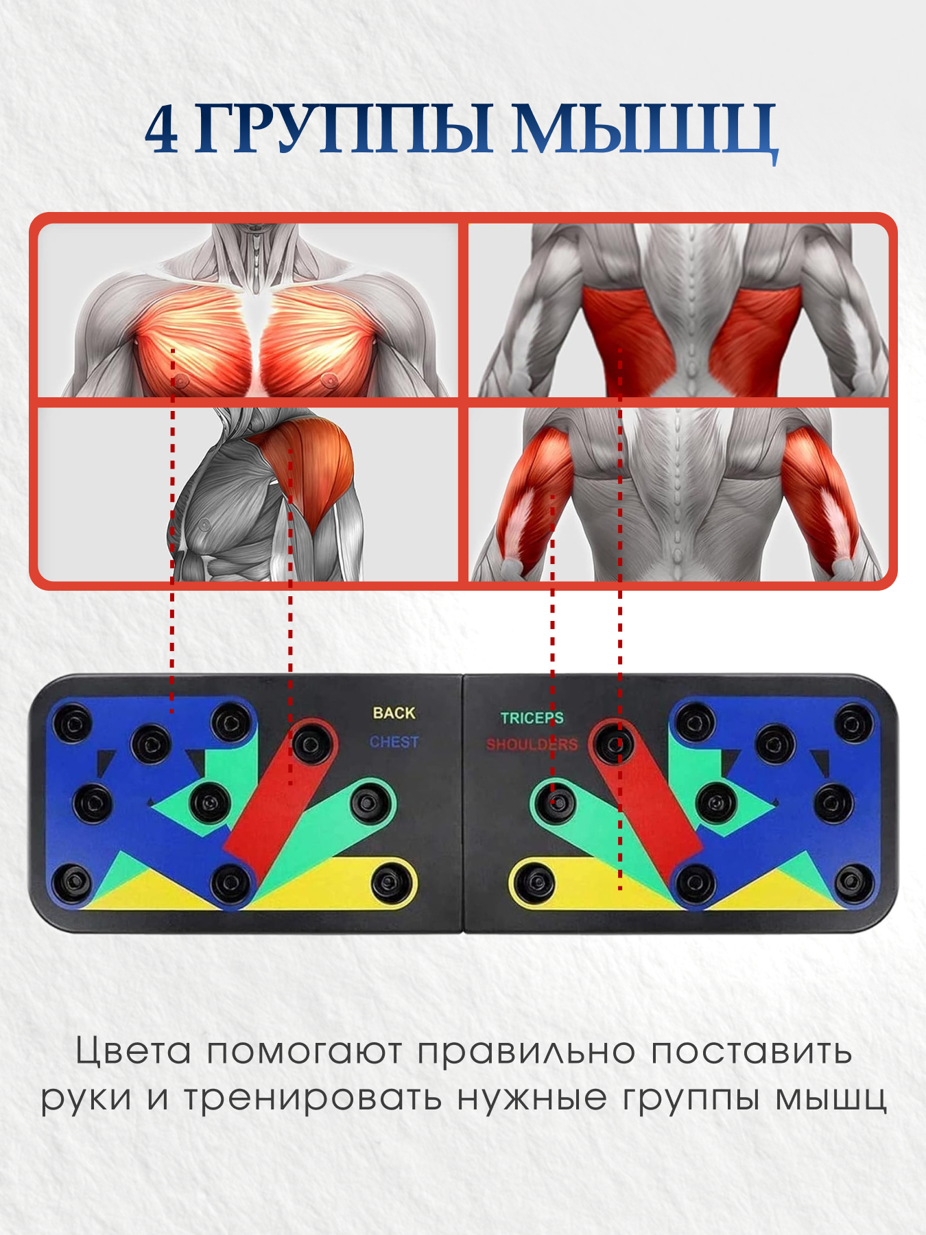 Доска для отжиманий "Платформа", для всех групп мышц, пластик, белая — фото 1