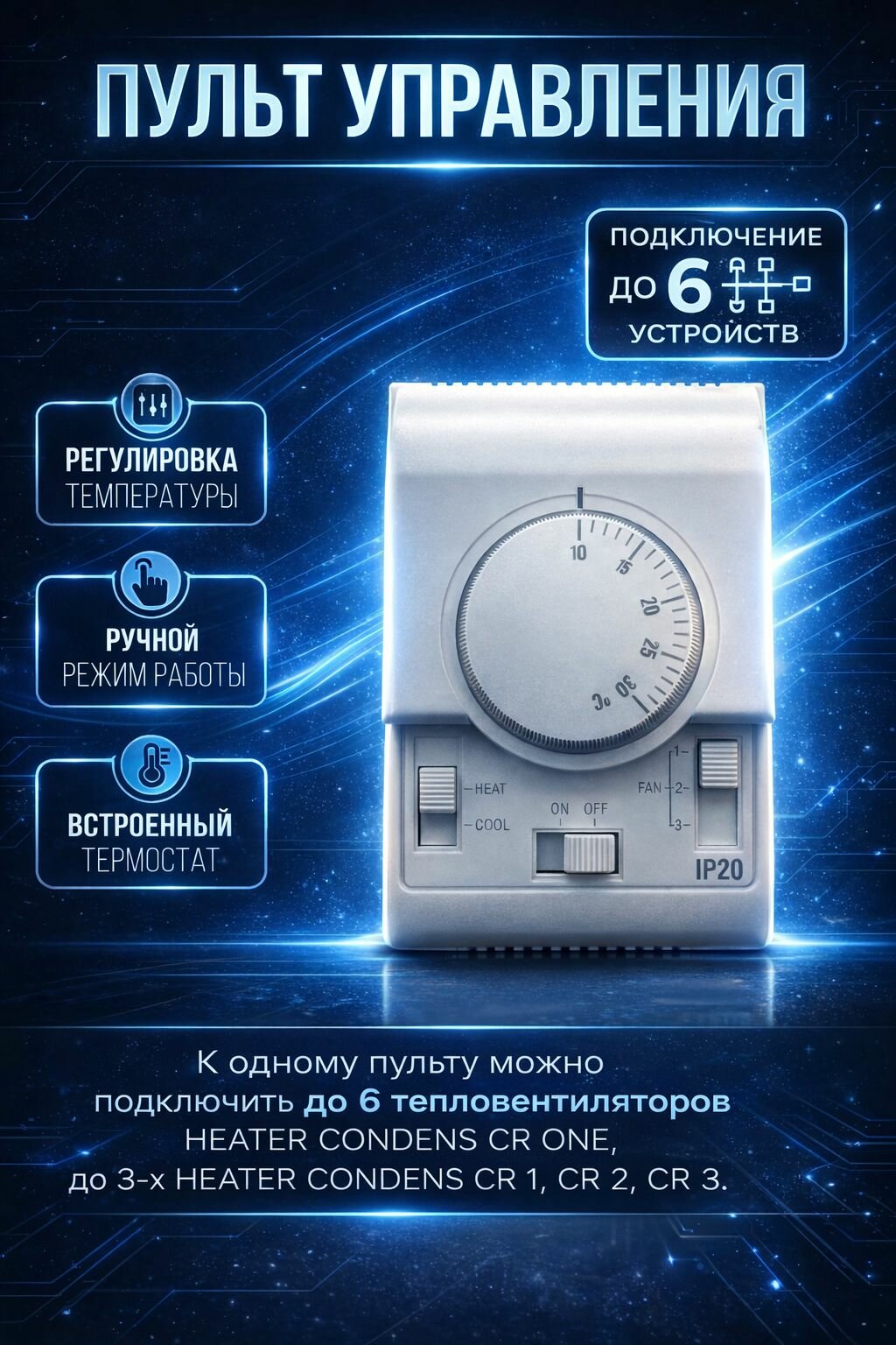 Пульт управления SONNIGER COMFORT AV0003, контроллер для тепловентилятора, термостат отопления