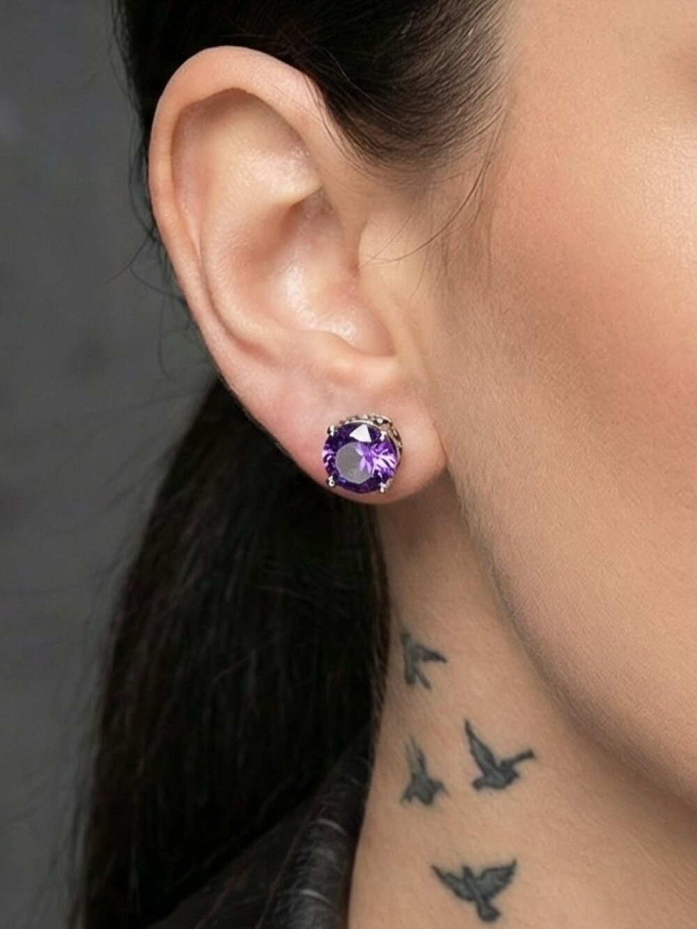 Серьги пусеты, фианит