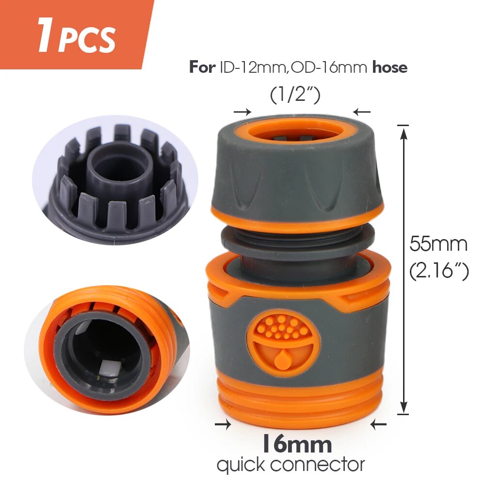 Соединитель для шланга 16 мм, 1/2", A-1PCS