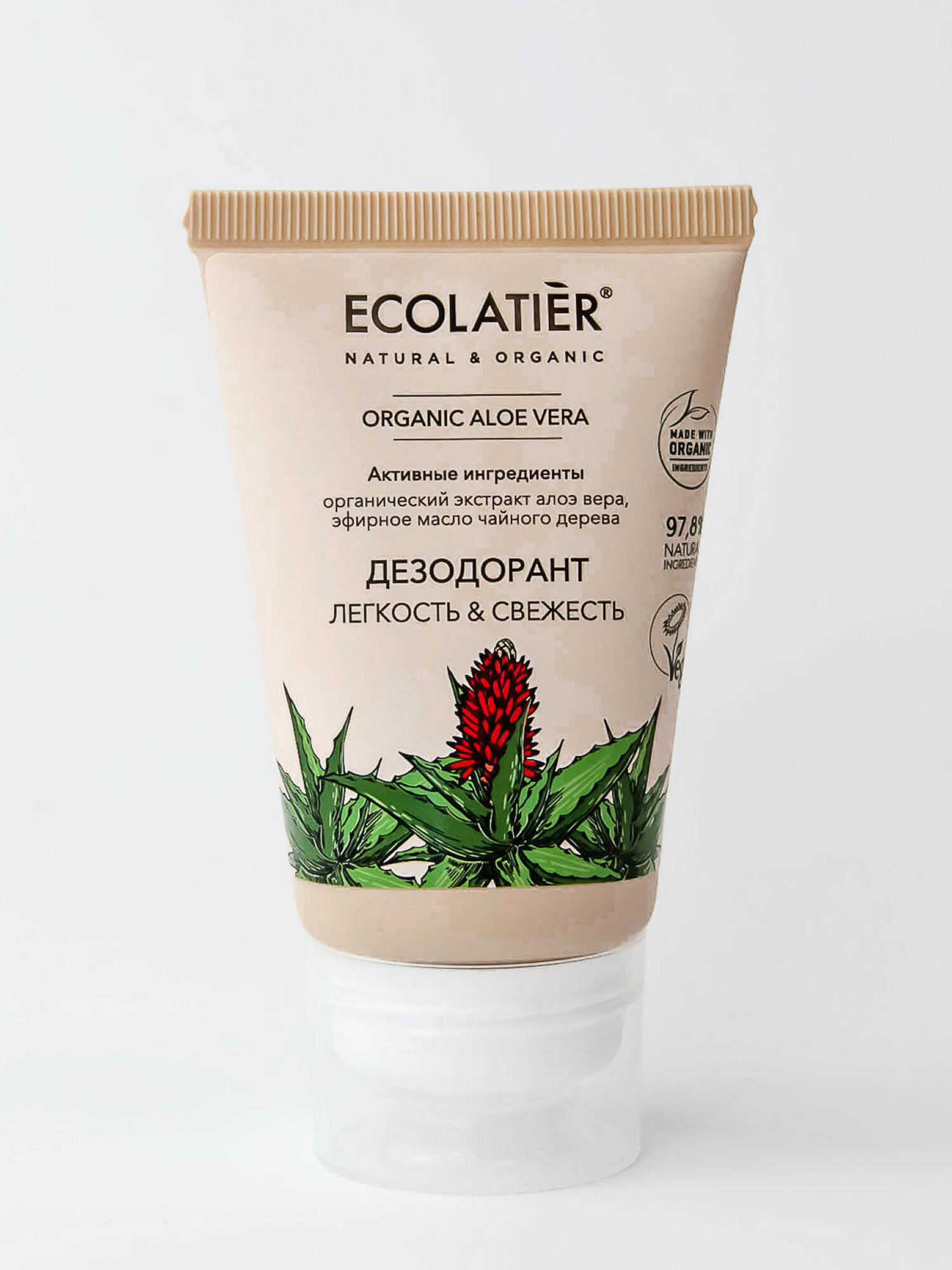 Дезодорант Ecolatier Organic Aloe Vera, легкость и свежесть, 40мл
