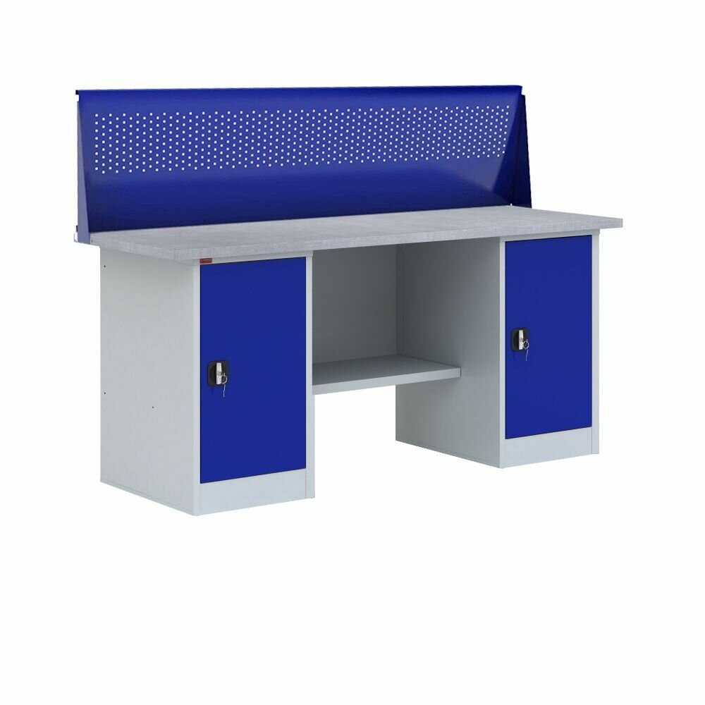 Верстак металлический "ВП-5/1,6" с экраном (860/1360х1600х685мм)