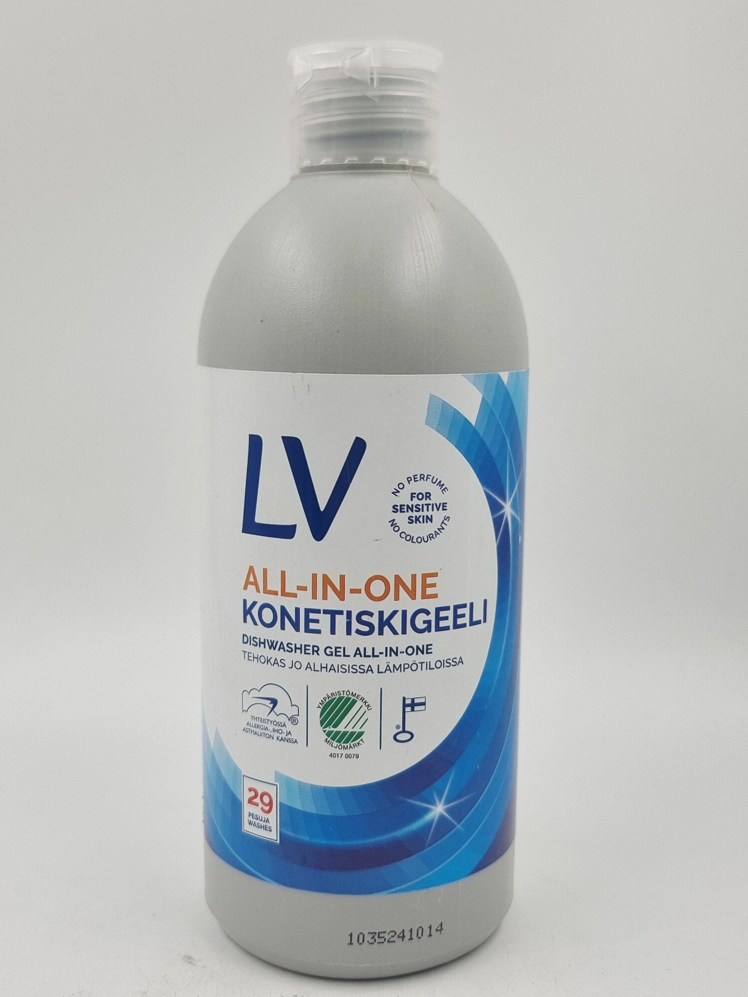 LV Гель для посудомоечных машин Аll-in-one, универсальный, без отдушки, 500 мл (Финляндия)
