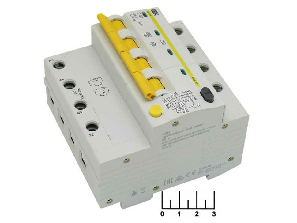 Дифавтомат 40A/30мA 3П+N АД-14 ИЭК