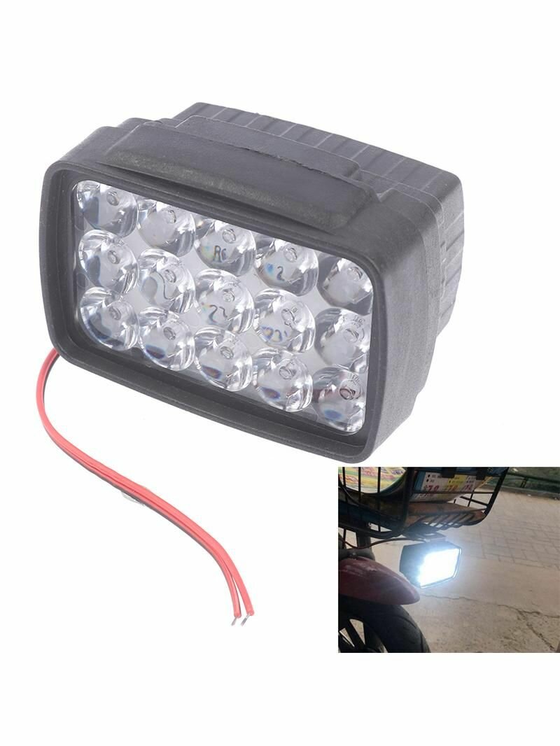 Мотоциклетная фара 15 LED 12V–85V внешний прожектор белый 1500LM 6000–6500K лампа для мотоциклов, UTV, скутеров