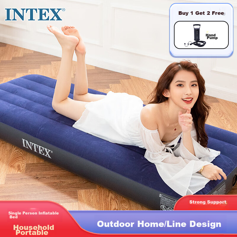 INTEX 64756 Одноместная надувная кровать Портативный домашний матрас для дневного сна Надувная палатка для отдыха на