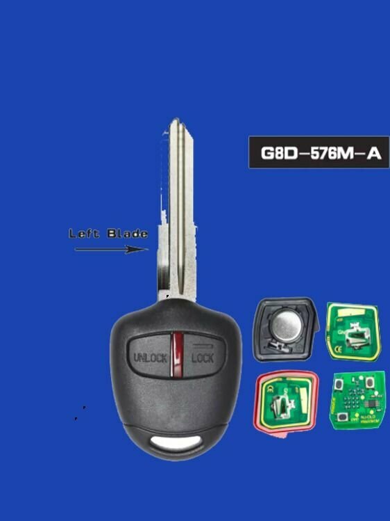 Корпус дистанционного ключа для Mitsubishi L200 / Pajero / Shogun / Montero / Triton MIT8 (2 кнопки, 433 МГц, id46) слева