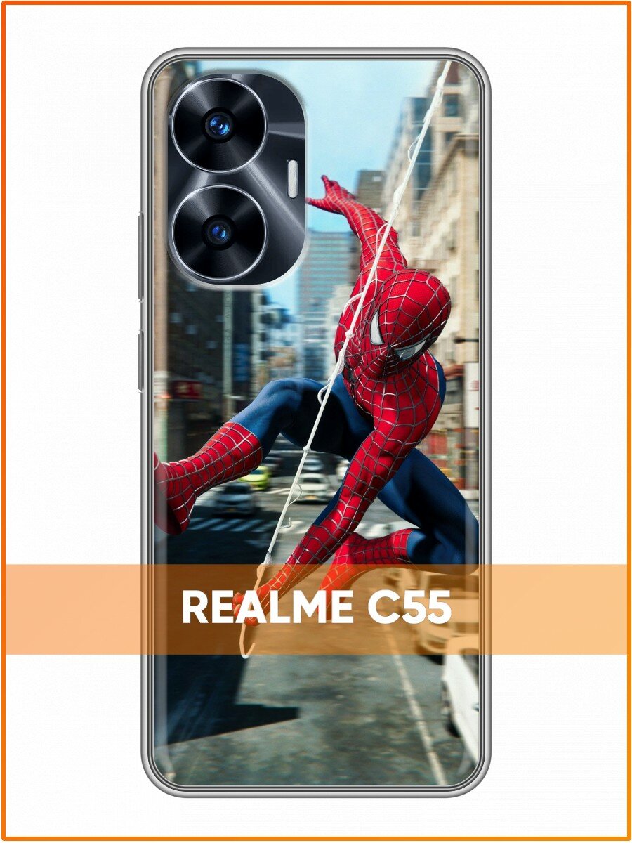 Чехол для Realme C55 с принтом для мальчиков с Человеком Пауком (Реалми C55)