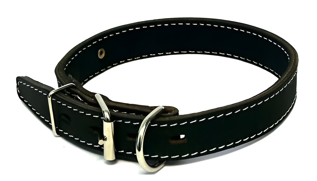 Каскад ошейник "Классика" кожаный двойной 39-46 см, цвет черный