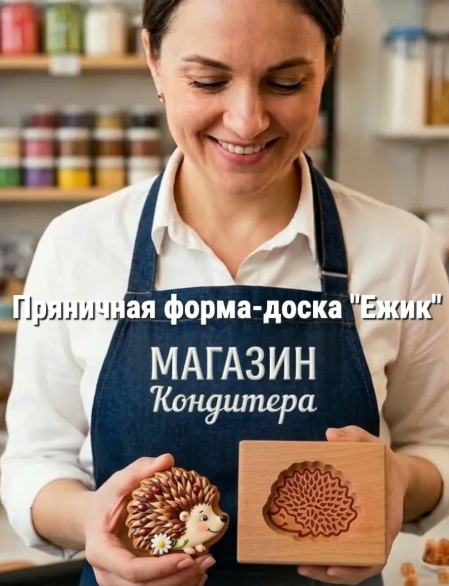 Пряничная форма-доска "Сказочный Ежик" для формирования пряников и печенья