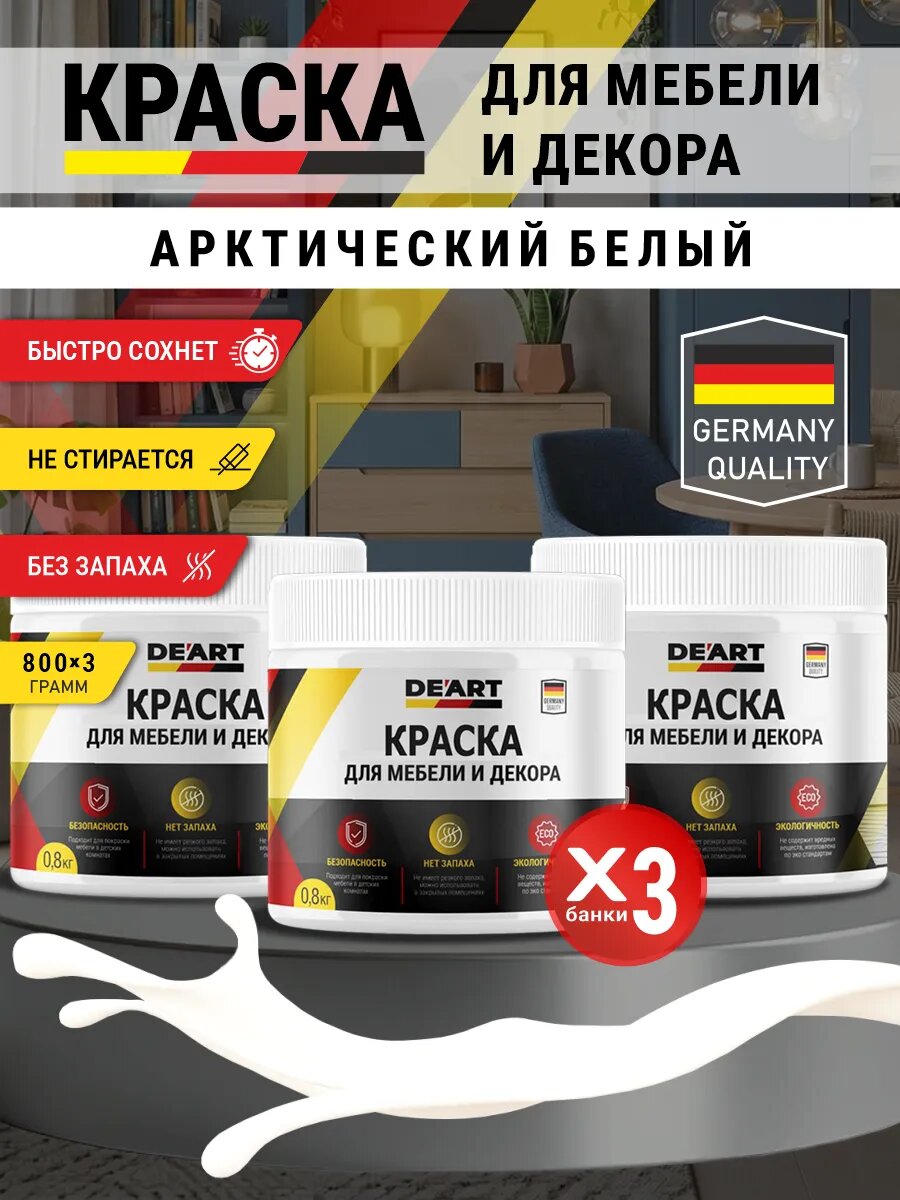 Краска для мебели и декора матовая арктически белый