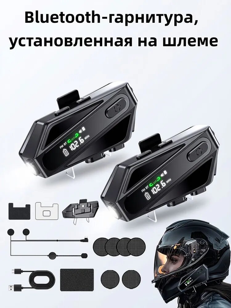 Bluetooth-гарнитура, установленная на шлеме