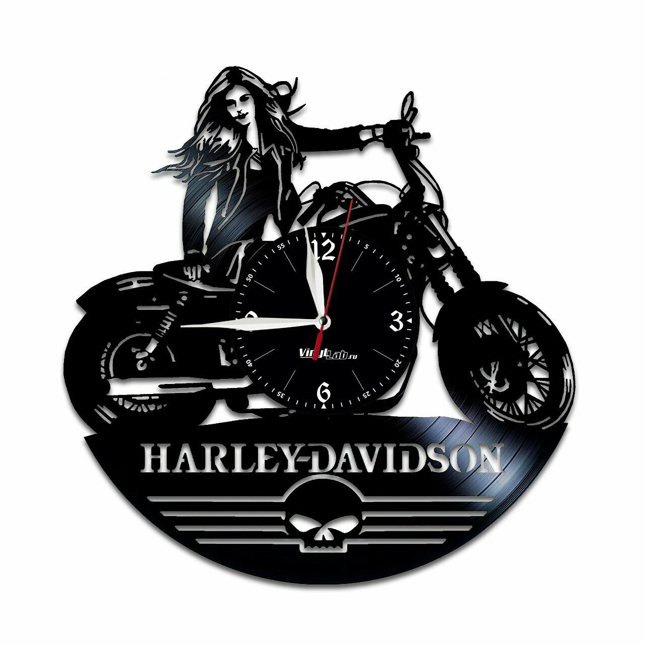 Часы из виниловой пластинки (c) VinylLab Harley-Davidson, диаметр 30 см