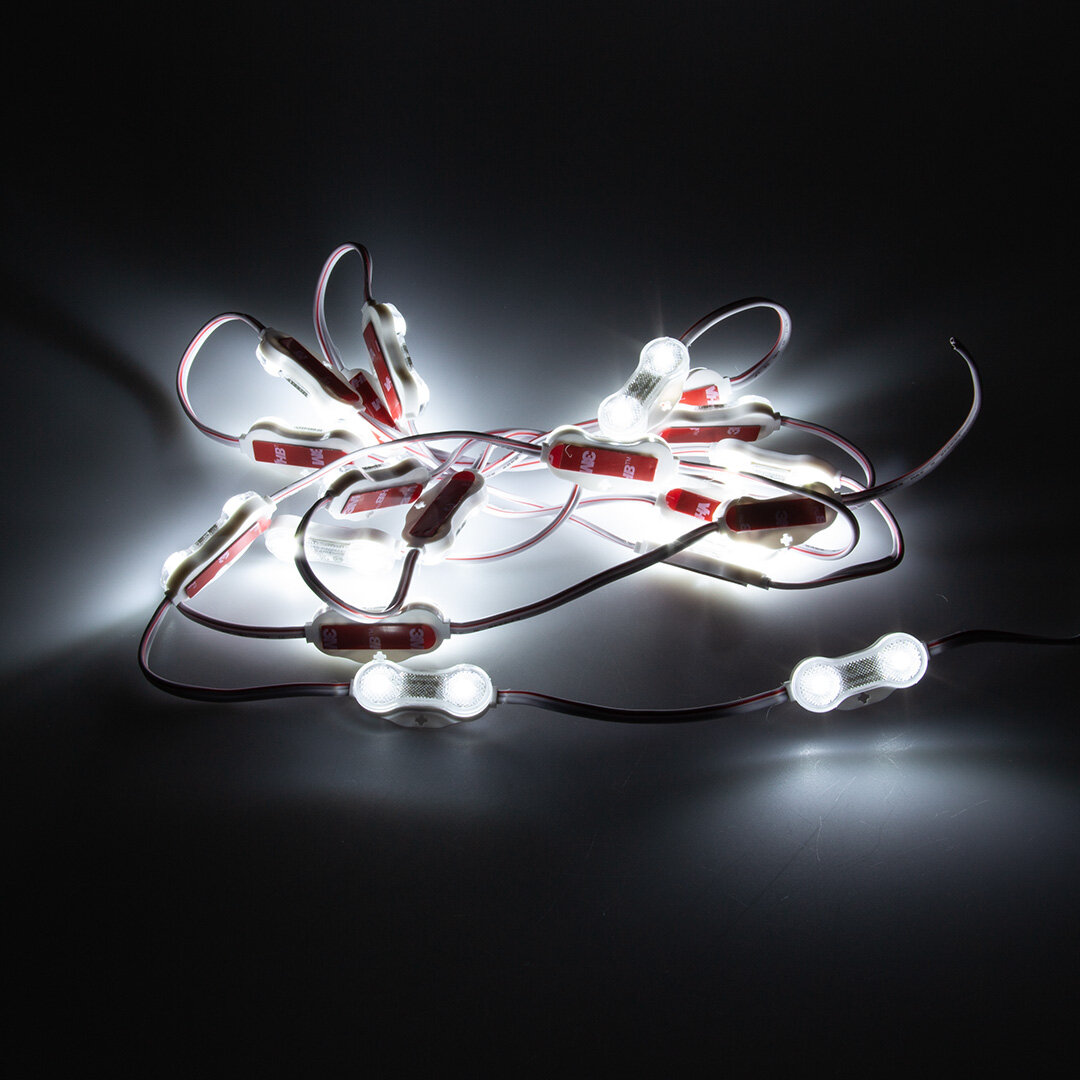Светодиодный модуль 2led 2835 MOD52 (0.8W, 24VDC, cool white, 170°, led SAMSUNG)