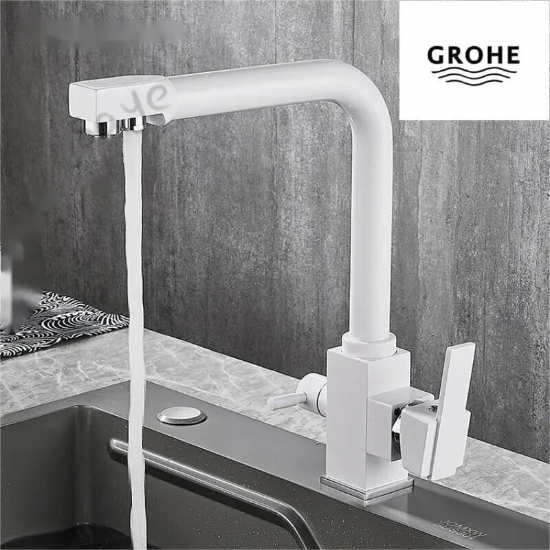 Grohe латунный смеситель для очистки воды 3 в 1 , смеситель для кухонной мойки с горячей и холодной водой