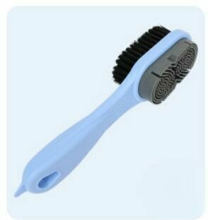 Щетка для обуви из замши и нубука с силиконовым ластиком, густой щетиной и удобной ручкой — дорожная щетка синяя