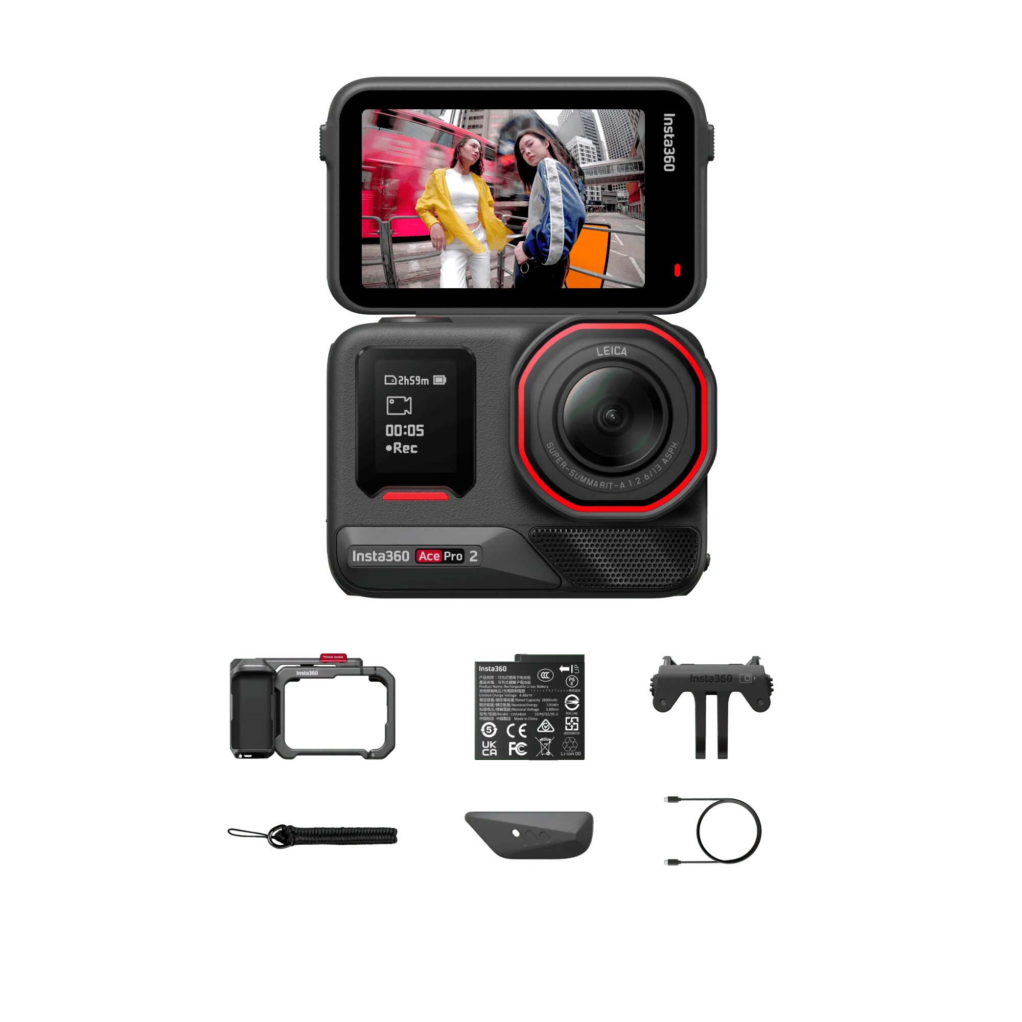 Экшн-камера Insta360 Ace Pro 2 Xplorer Bundle (Slate Gray) 8К, 30/60 fps, водонепроницаемая